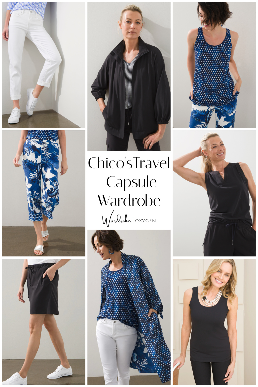 A Blue, Black and White Capsule Wardrobe for Travel | Wardrobe Oxygen