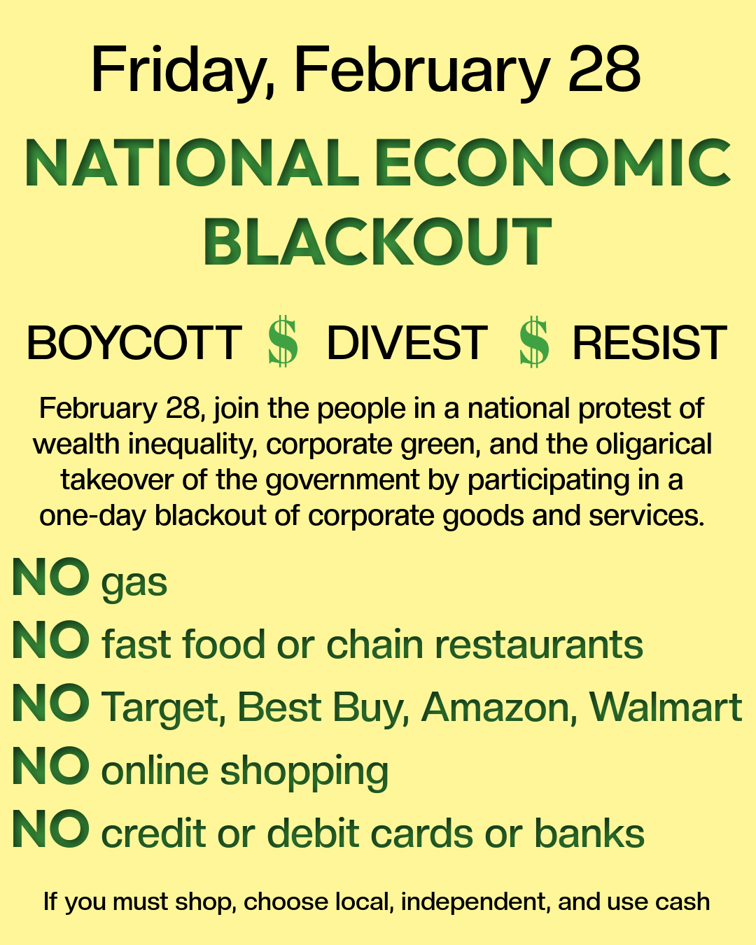 What is the National Economic Blackout Day?