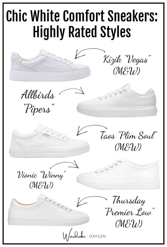 Chic White Wide Width and Comfort Sneakers for Women